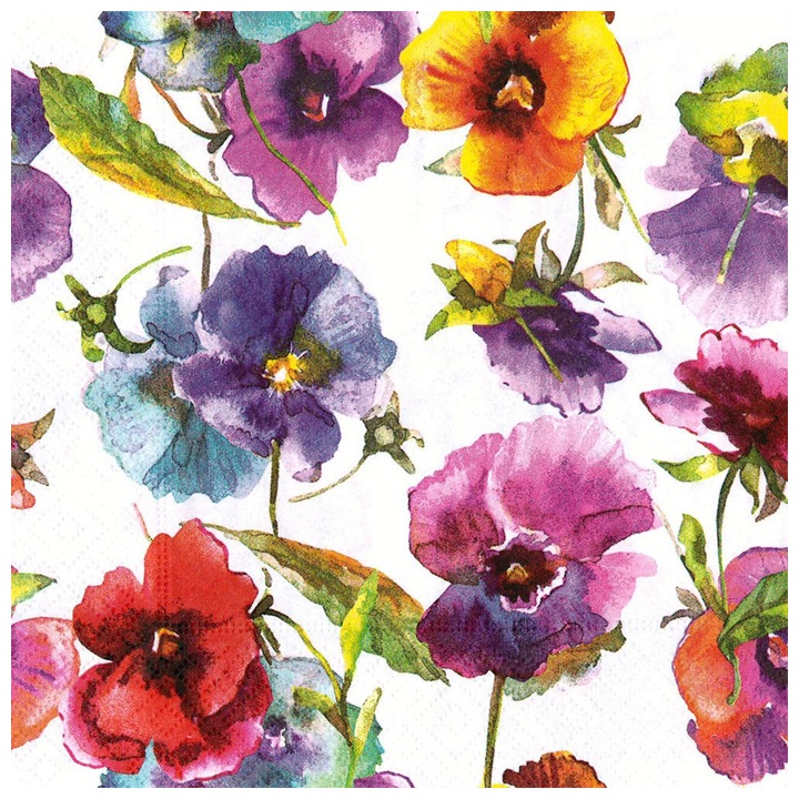 Salveta za dekupaž Watercolour flowers - 1 kom