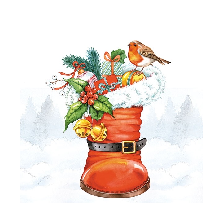Salveta za dekupaž Christmas boot 1 kom