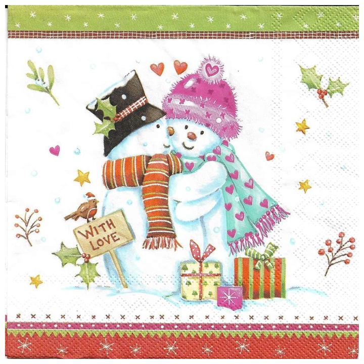 Salveta za dekupaž Lovely snowmen 1 kom
