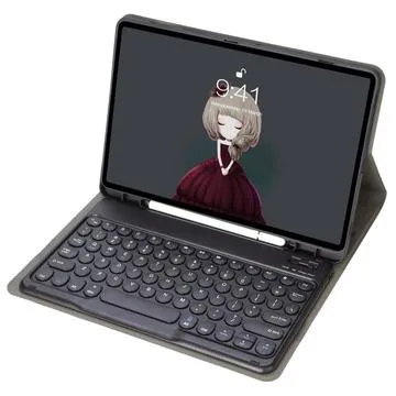 IPAD 10.2 2019/2020/2021 BLUETOOTH KEYBOARD CASE WITH ROUND KEYS AND PENCIL SLOT - US LAYOUT - BLACK