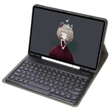 IPAD 9.7" 2017/2018 BLUETOOTH KEYBOARD CASE WITH ROUND KEYS AND PENCIL SLOT - US LAYOUT - BLACK