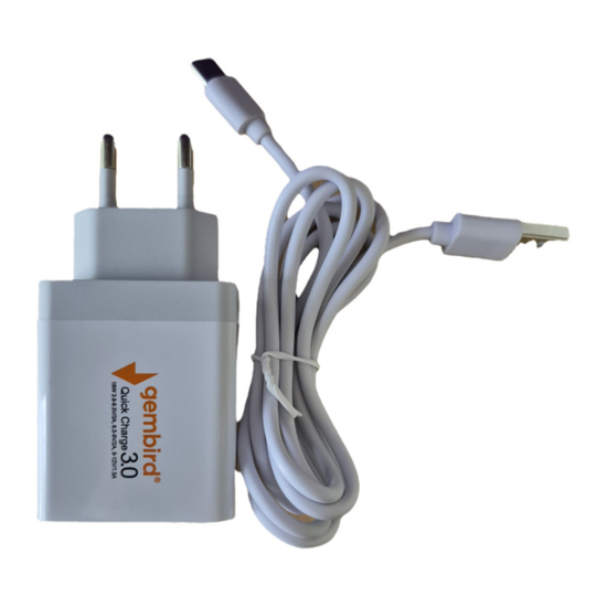 USB Punjač Gembird NPA-AC36, 18W, 3.0 + KABL TYPE-C, Bela boja
