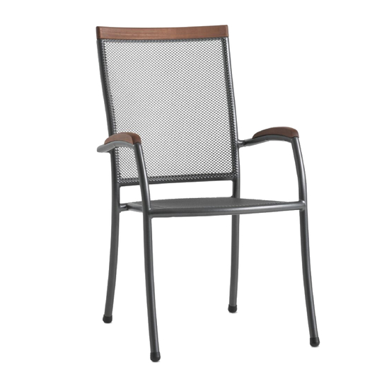 Baštenska stolica Larvik, 3759803, metal-drvo, Boja sivo-drvo