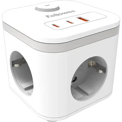 Bela strujna kocka Ampra™ – 3 utičnice, USB-C