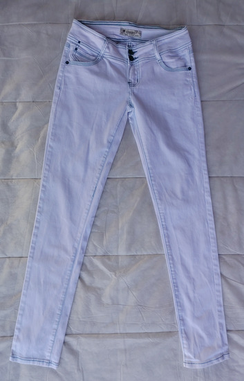 SUNBIRD skinny farmerke sa ZELENIM detaljima (S/M)