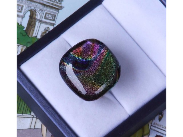 PRSTEN Dichroic Staklo - KOLOR TALASI 1