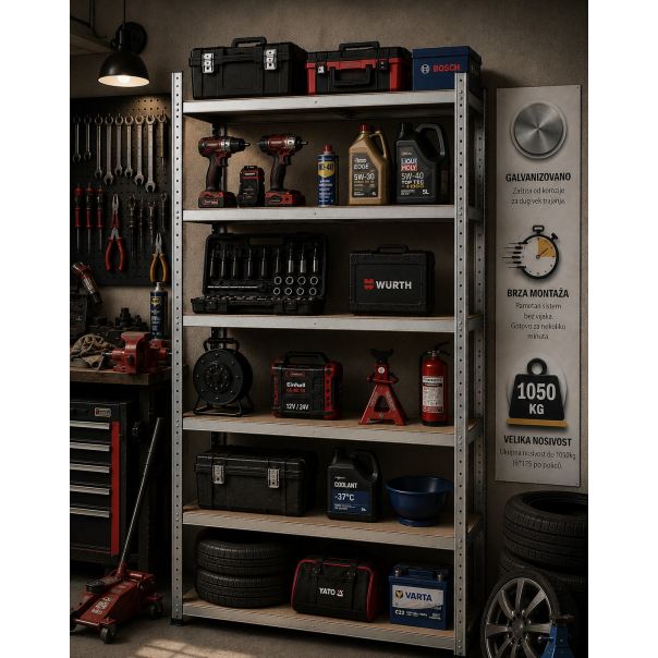 eHomeStorage Garažna metalna polica 200x100x50cm 6 nivoa