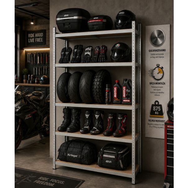 eHomeStorage Garažna metalna polica na 5 nivoa 212x100x45cm
