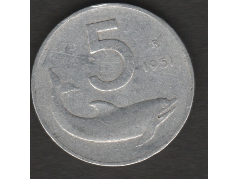 5 Lire, Lira - 1951 - Italy, Italija