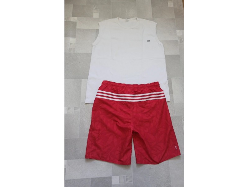 ADIDAS šorts za kupanje/bela majica (Komplet)