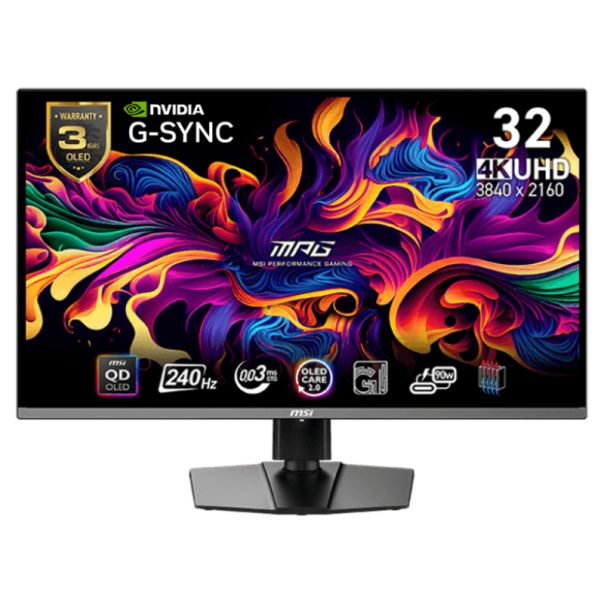MSI 32 inča MPG 321CURX QD-OLED, 4K UHD 3840x2160 QD OLED 240 Hz G-Sync zakrivljeni gaming monitor