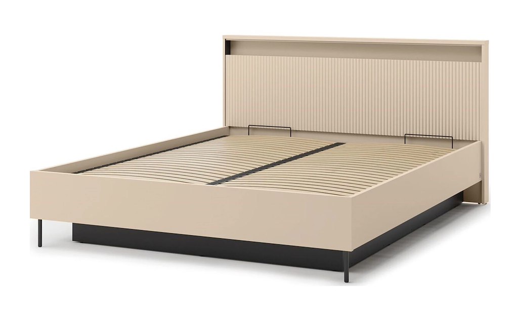 Trend krevet podnica + prostor za odlaganje + LED rasveta 170x214x95 cm bež/crna