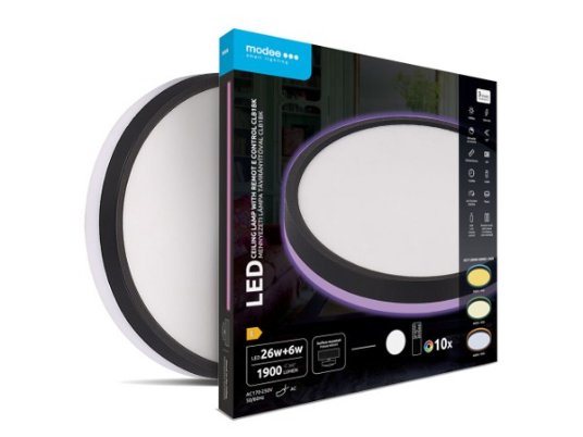 Modee LED plafonjera CLB1BK 26+6W 3CCT + RGB, daljinski ( 320mm, crna)