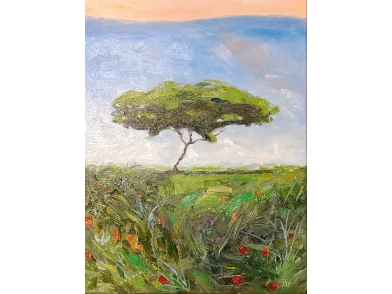 Pejzaž, ulje na platnu 80x40 cm