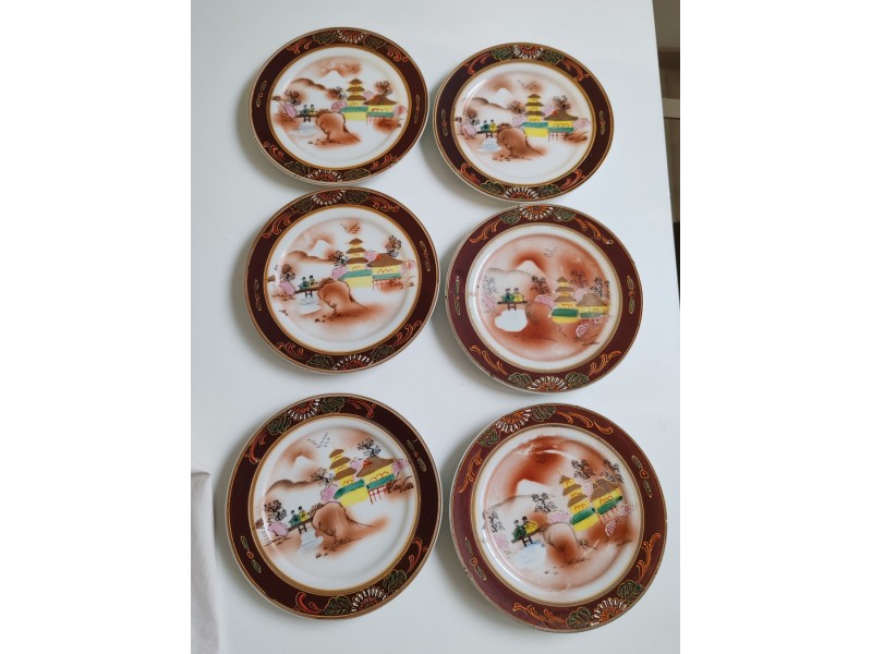 SET 6 KOM JAPANSKI KUTANI TANJIRI RUCNO OSLIKANI