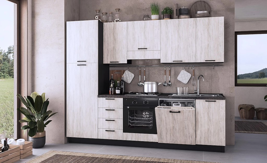 Mercurio blok kuhinja s aparatima 270x60x216 cm lijeva svijetli hrast