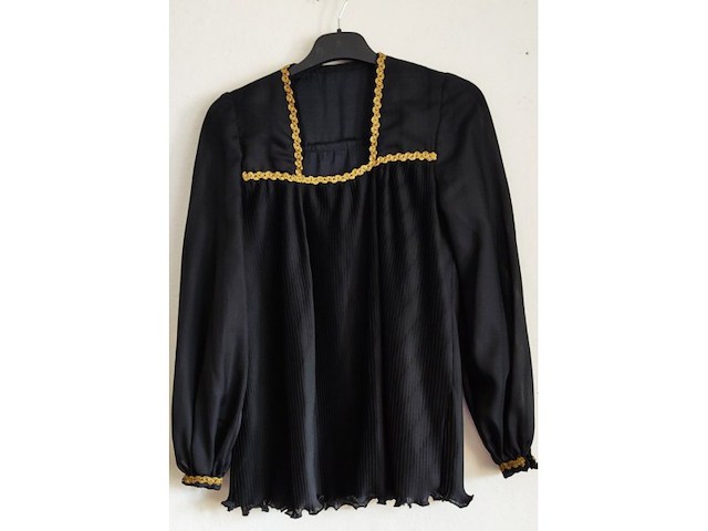 Unikatna crno-zlatna plisirana bluza S/M
