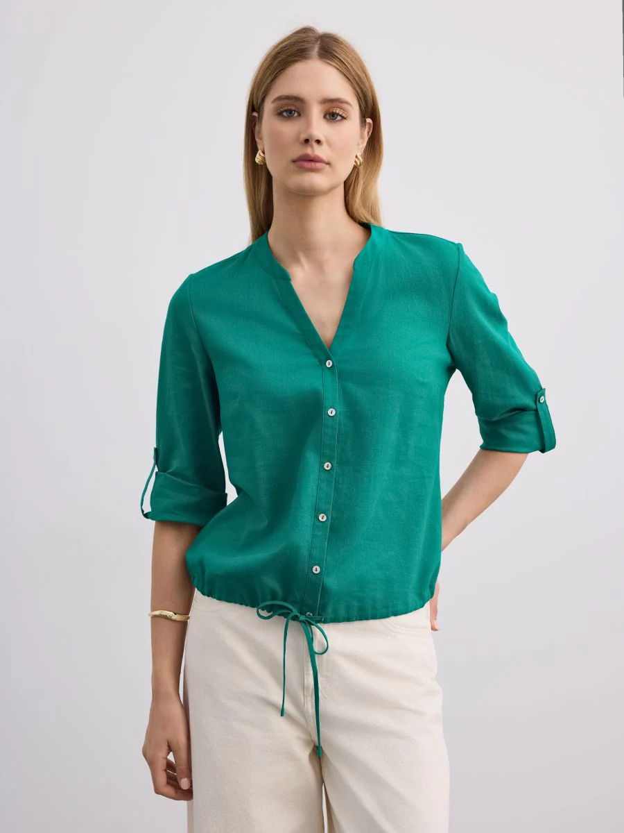 Bluza od mešavine lana i viskoze