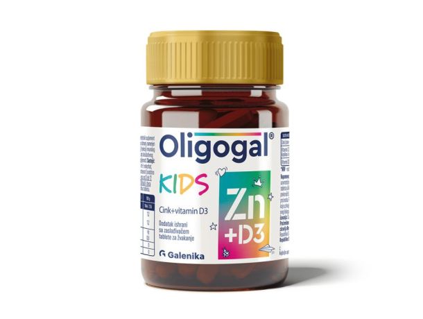Oligogal Kids Zn+D3 60 tableta za žvakanje