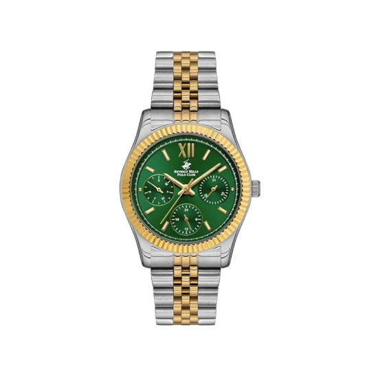 Beverly Hills Polo Club BP3169C.271 Ženski sat Multifunction Two Tone Stainless Steel Jubilee Bracelet Edition Sunray Green Dial 34mm