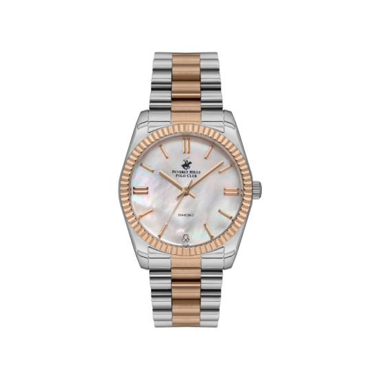 Beverly Hills Polo Club BP3172C.520 ženski sat Two Tone Rose Gold Silver Stainless Steel Diamond Mother of Pearl Dial 35mm