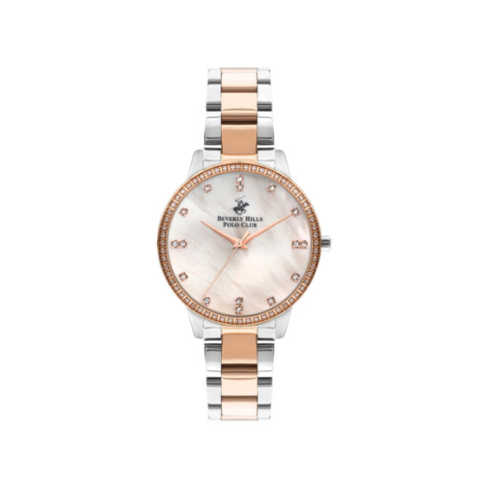 Beverly Hills Polo Club BP3297C.510 Ženski sat Classic Elegant Two Tone Rose Gold Silver Stainless Steel Mother-of-Pearl Dial 35mm