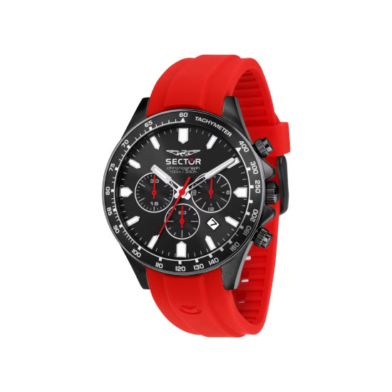 Sector R3271661032 muški sat Black Sport 43mm Chronograph Series 230 Tachymeter Red 10ATM