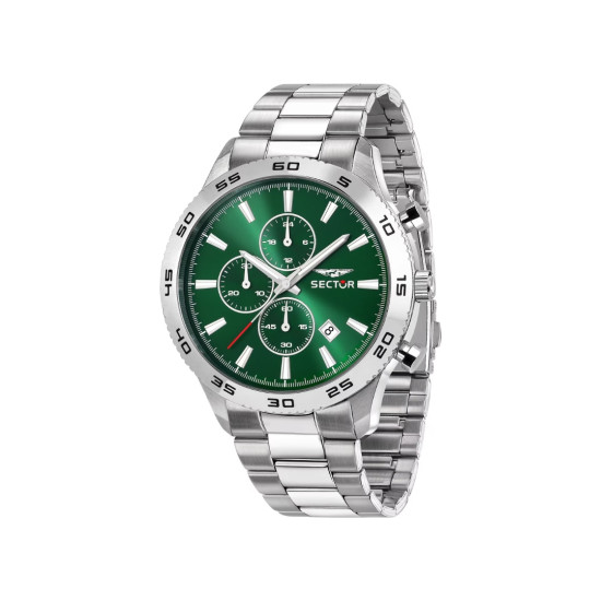 Sector R3273778012 muški sat Chronograph Classic Sport Silver Stainless Steel Sunray Green Dial 45mm
