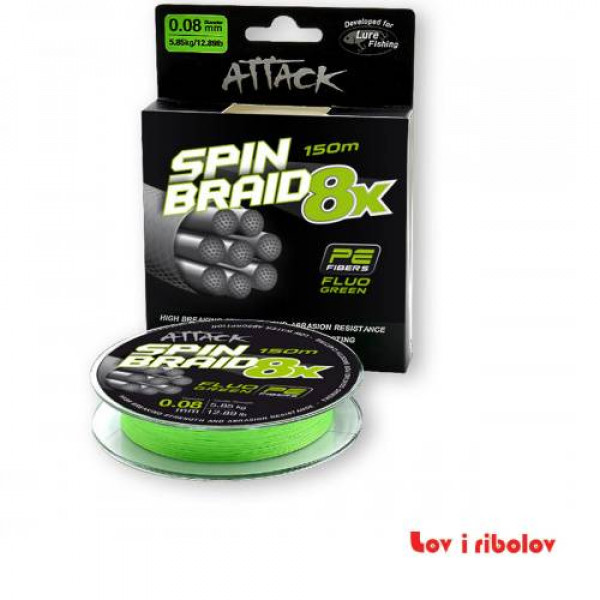 Upredena struna Formax Attack Spinbraid X8 150m 0.20mm Fluo Green