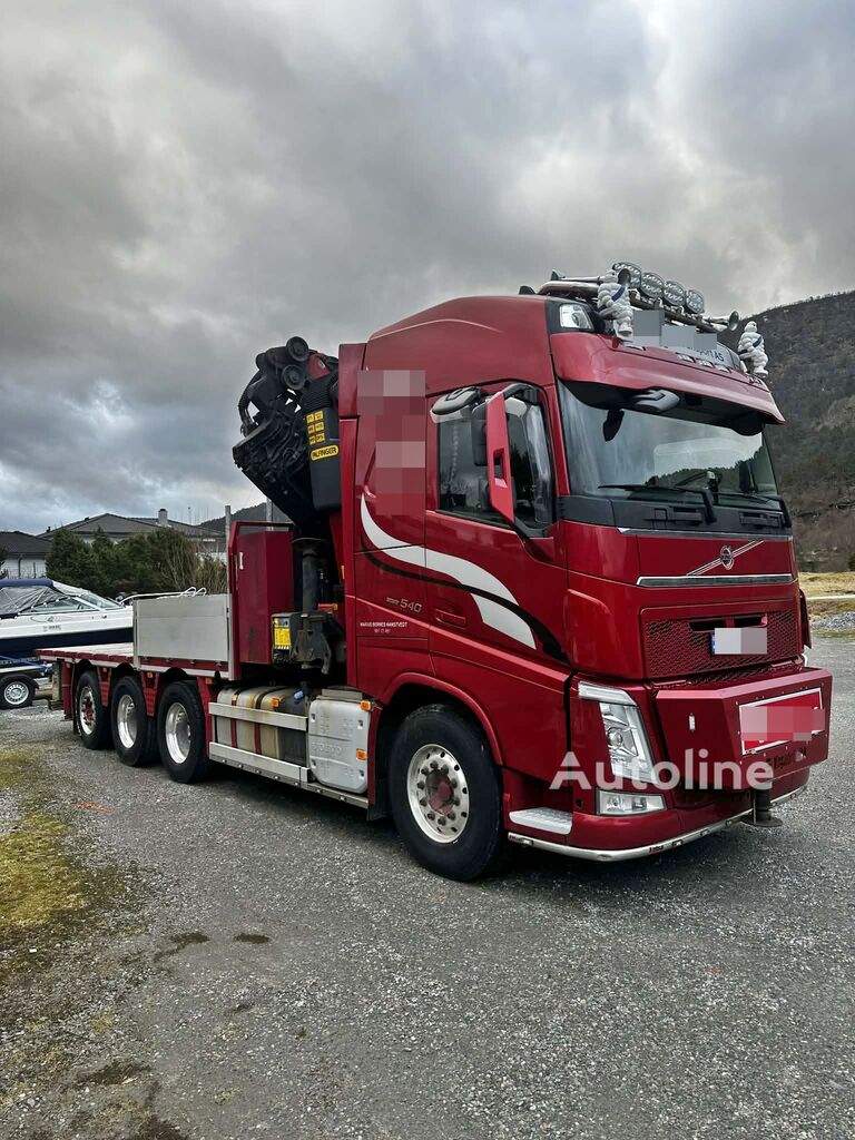 Volvo FH 540 8x4 Crane Palfinger 53002 SH JIB Winch kamion s ravnom platformom