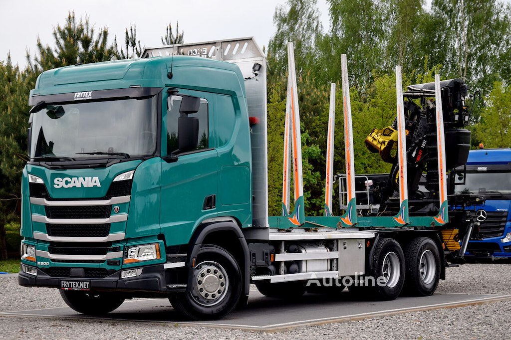 Scania R 500 kamion za prevoz drva + šumarska prikolica