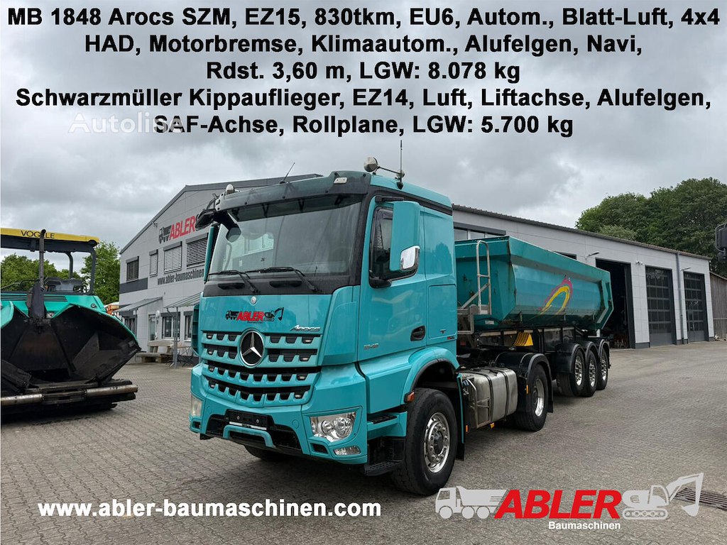 Mercedes-Benz Arocs 1848 tegljač + poluprikolica kipera