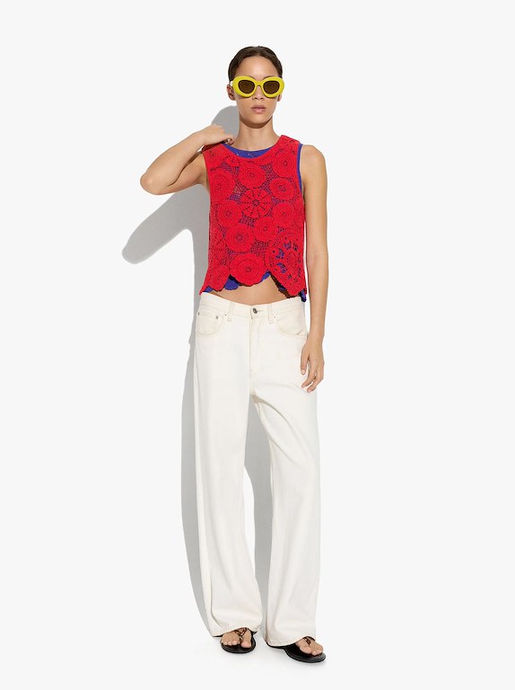 FLORAL CROCHET TOP WITH 100% COTTON