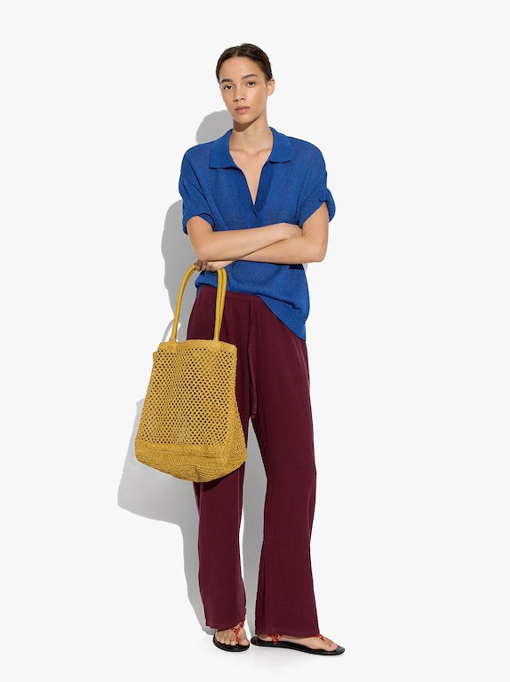 TROUSERS WITH CRINKLED EFFECT 100% COTTON