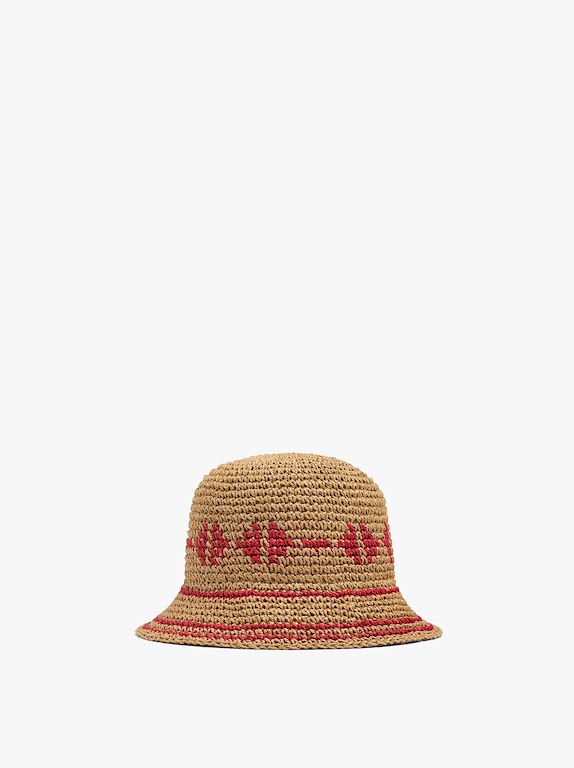BUCKET BAG HAT WITH PAPER STRAW EFFECT