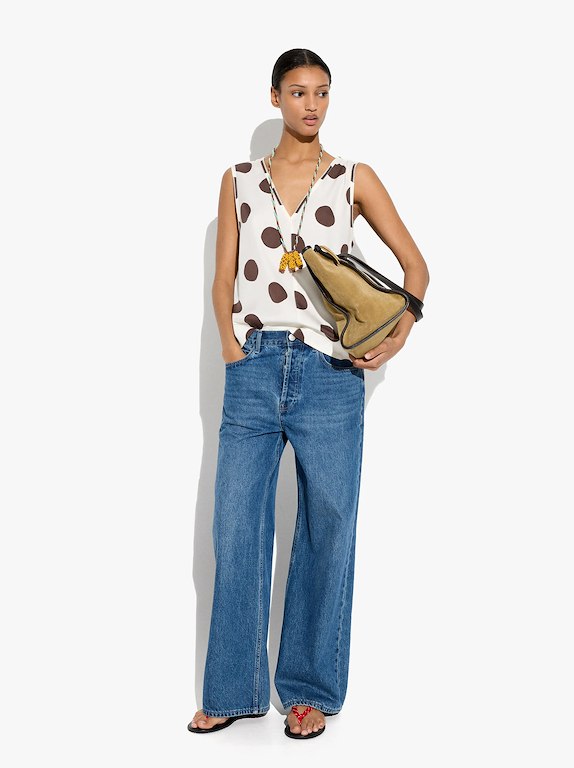 TOP PRINTED WITH POLKA DOTS 100% LYOCELL