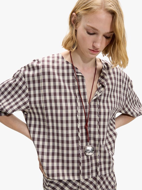 BLOUSE WITH VICHY SQUARES WITH BOW