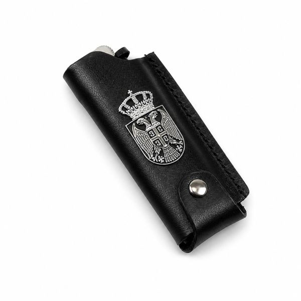Leather Lighter Case Serbia with Lighter Black