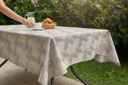Stolnjak Delux 150x160cm Cvet - Siva boja ( VLK000344-deluxcvetsivaboja )