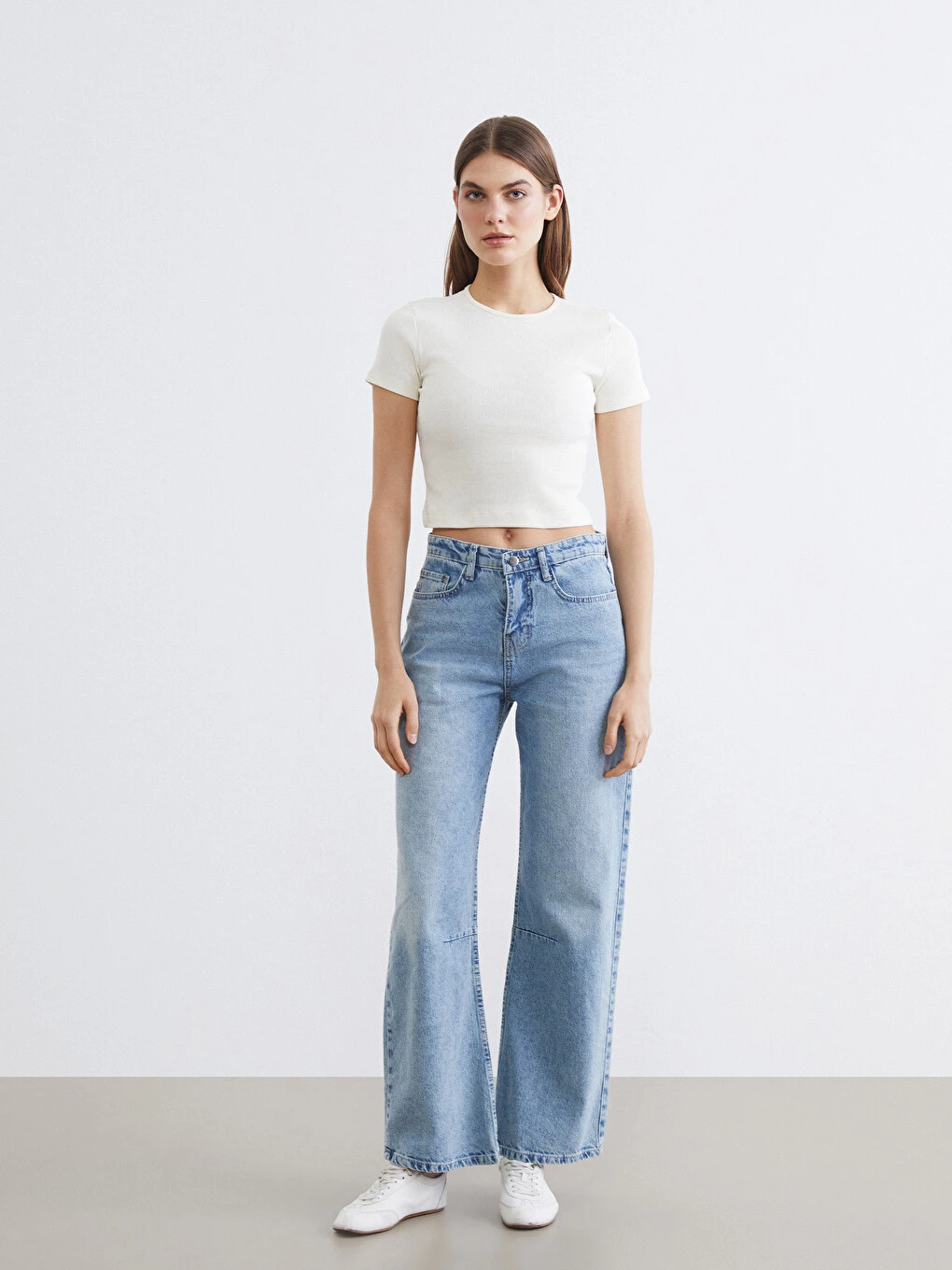 LC WAIKIKI Okrugli Izrez Rebrasto Ženski Crop Top