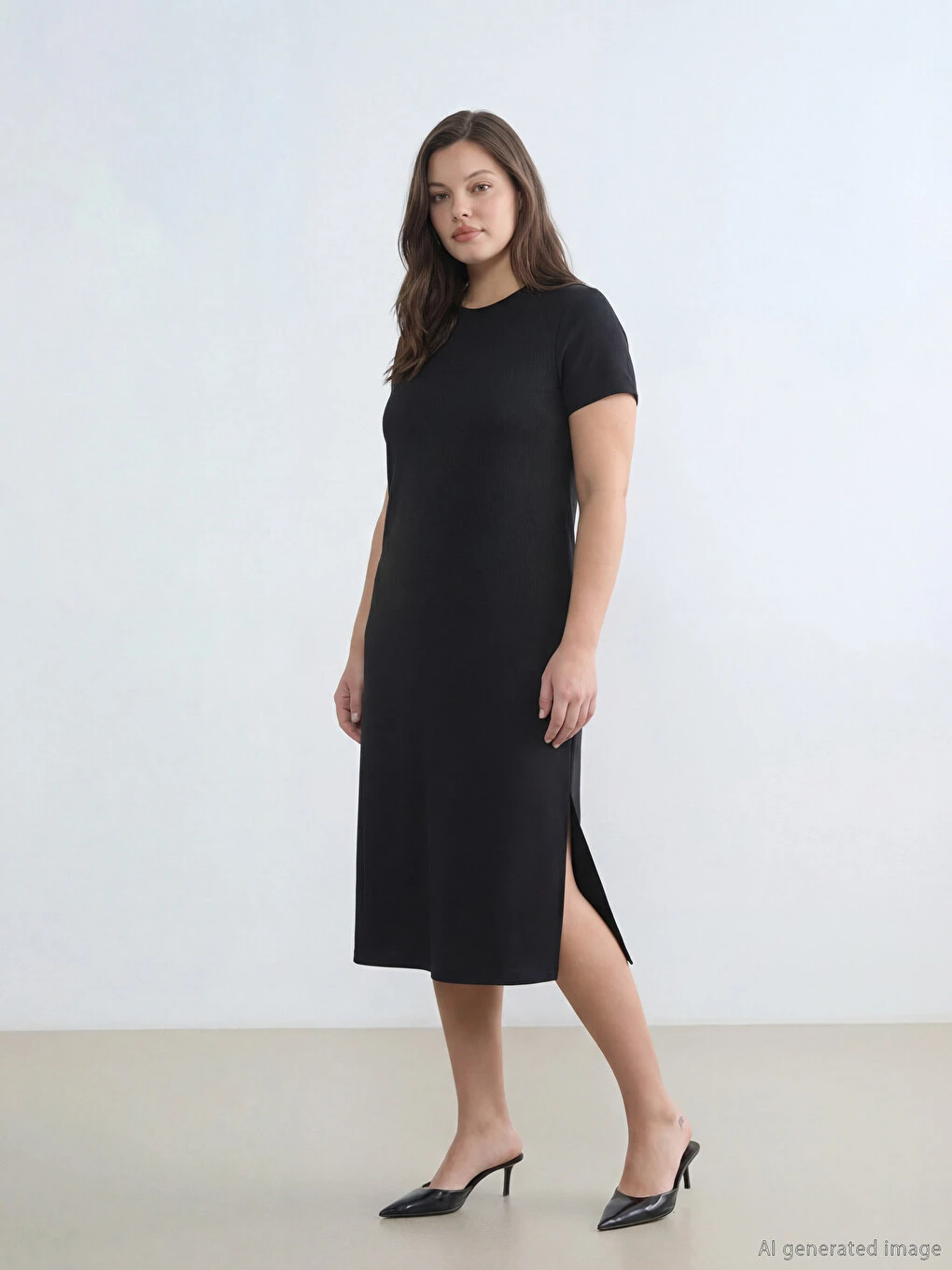 LCW Comfort Haljina Sa Okruglim Izrezom I Detaljem Proreza