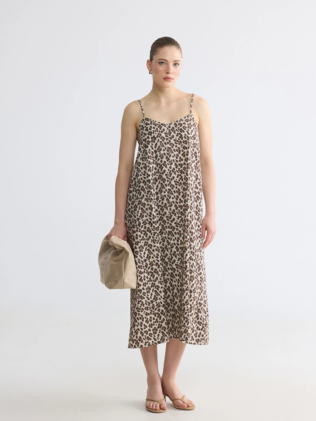 LCW Comfort A-kroj Haljina Sa Bretelama Sa Leopard Printom