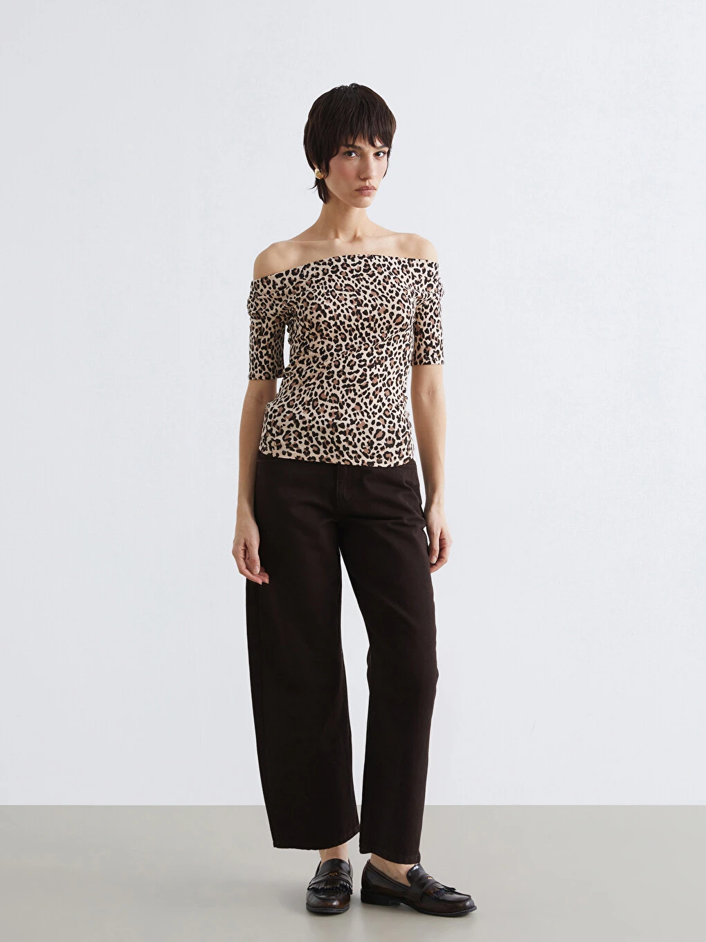 LC WAIKIKI Bluza Sa Čamastim Izrezom I Leopard Printom