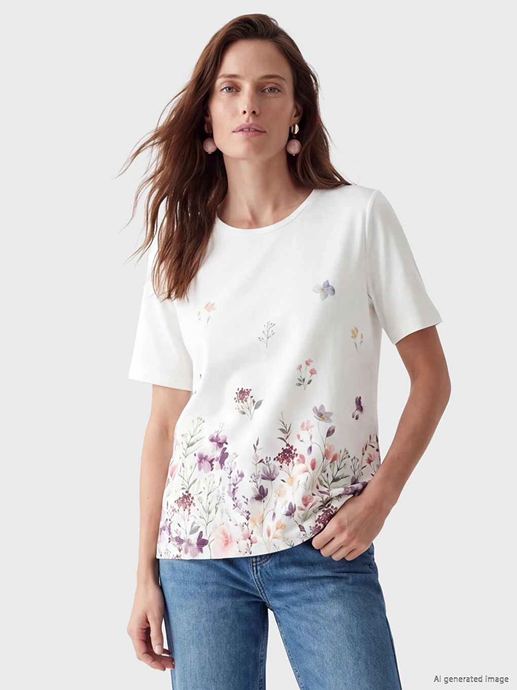 LCW Grace Bluza Sa Okruglim Izrezom I Cvetnim Dezenom