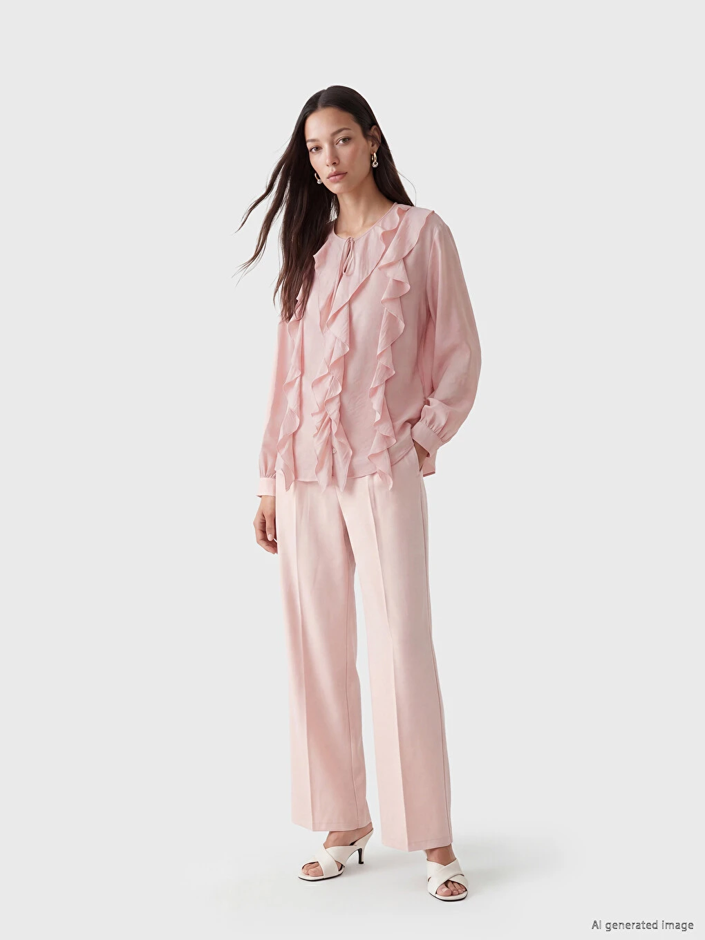 LCW Modest Bluza Sa Volanima Okruglog Izreza