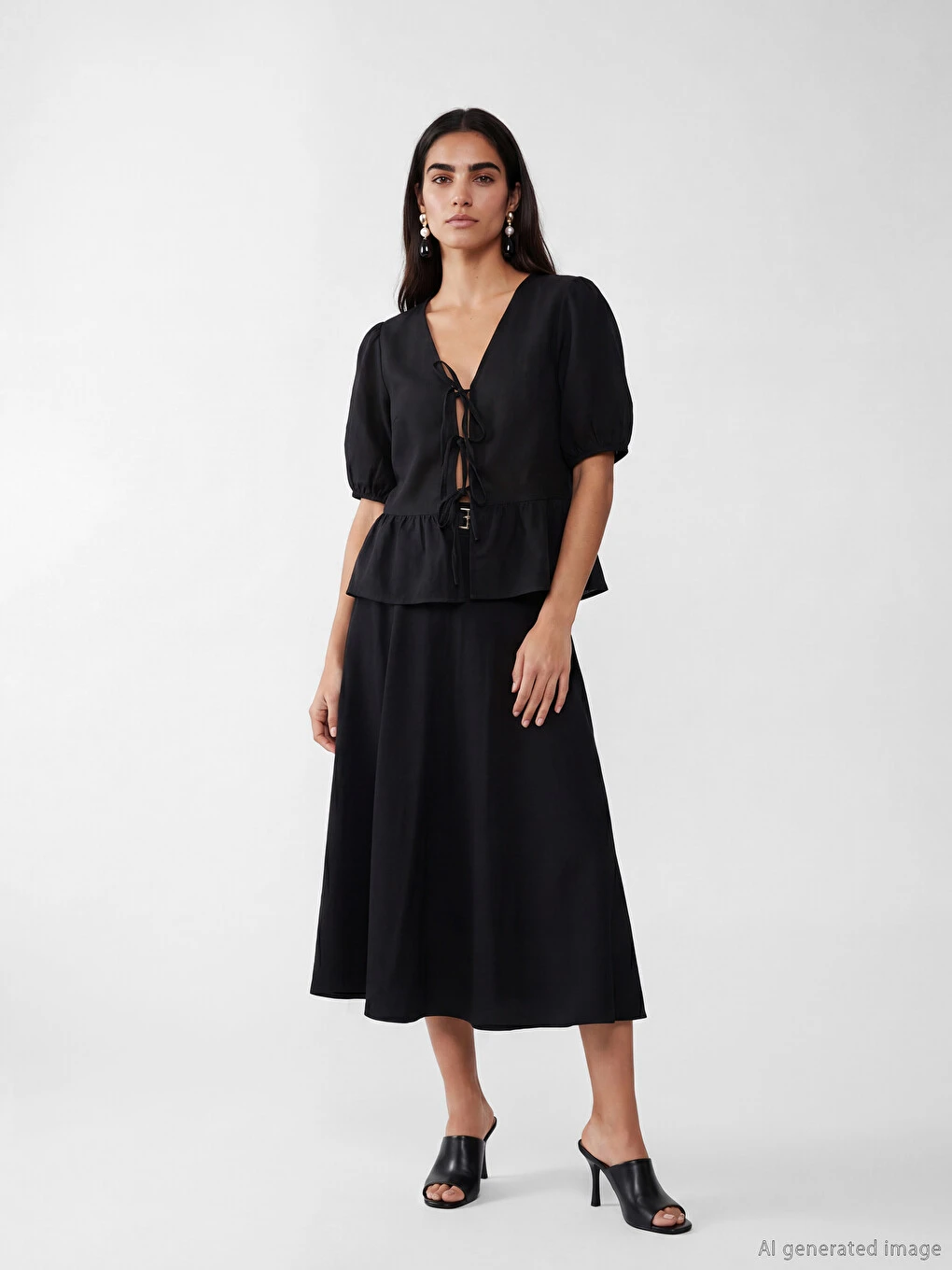 LCW Vision Bluza Sa V Izrezom I Puf Rukavima