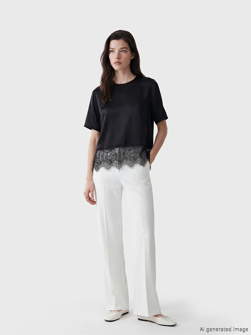 LCW Comfort Bluza Od Poplina Sa Čipkastim Detaljima I Okruglim Izrezom