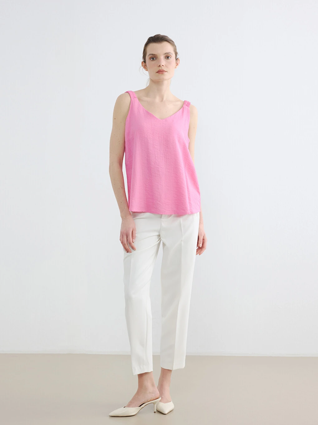 LCW EVERYDAY Bluza Sa V Izrezom, Teksturom I Naborima