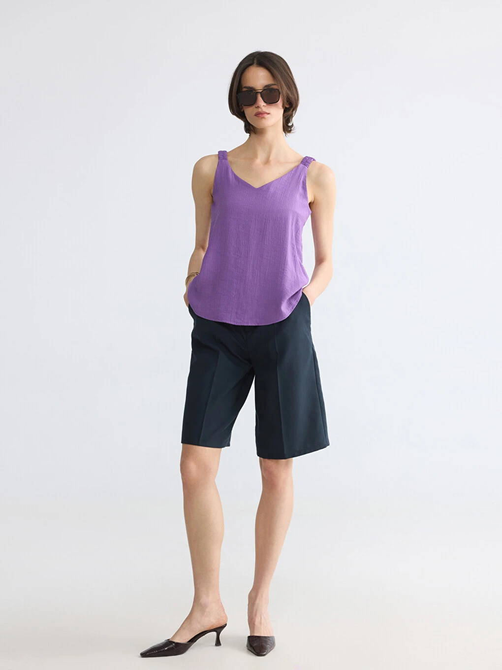 LCW EVERYDAY Bluza Sa V Izrezom, Teksturom I Naborima