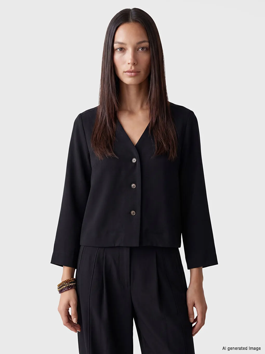 LCW EVERYDAY Bluza Od Modal Mešavine Sa V Izrezom